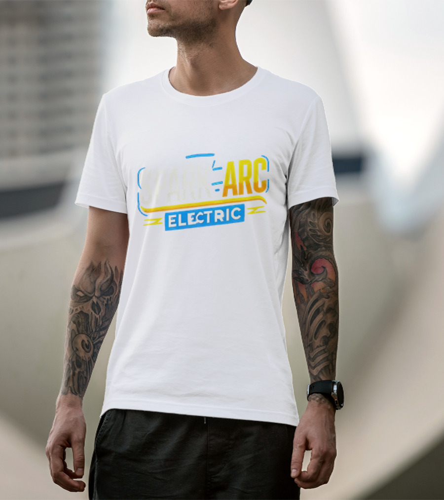 Spark And Arc Electric Bold Yellow And Blue Text T-Shirt