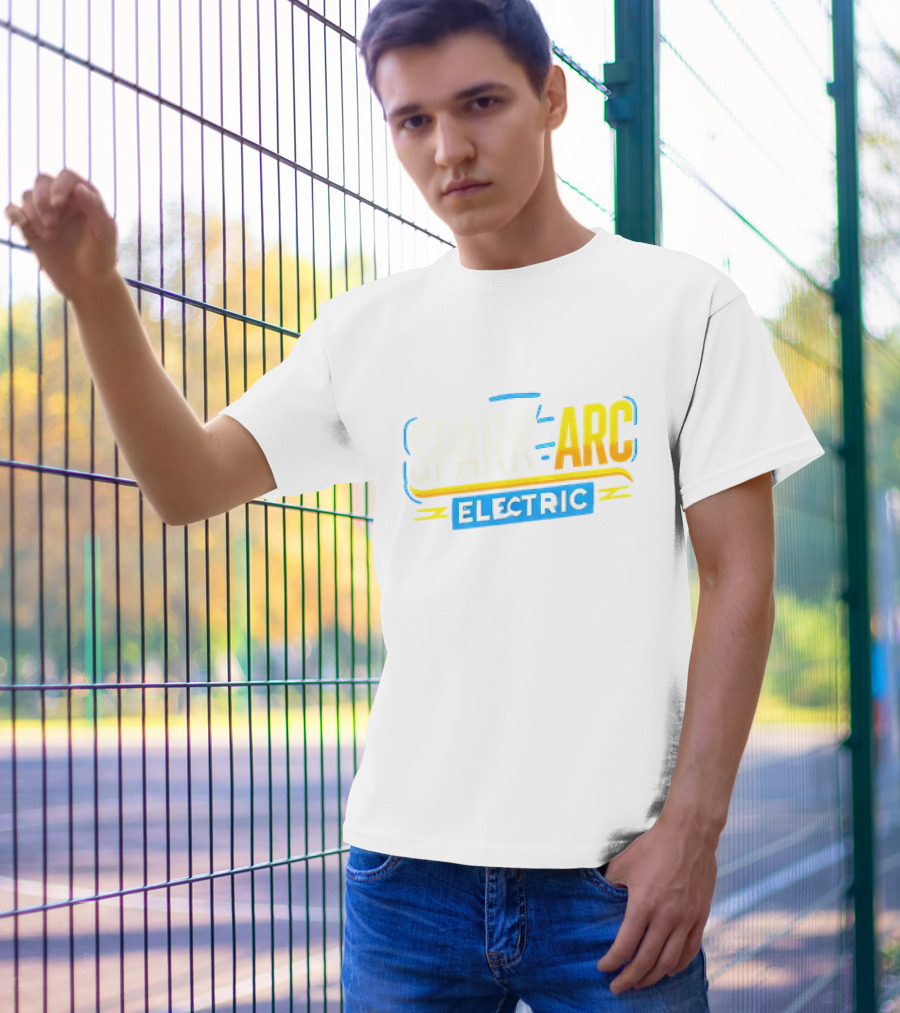 Spark And Arc Electric Bold Yellow And Blue Text T-Shirt