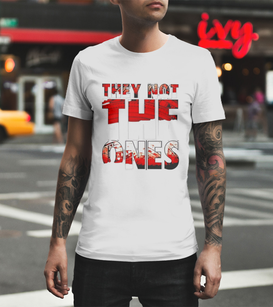 They Not The Ones WWE Red Pattern Text T-Shirt