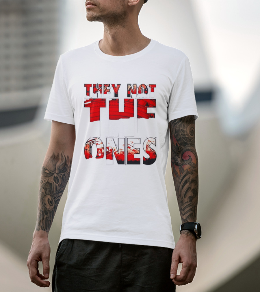 They Not The Ones WWE Red Pattern Text T-Shirt