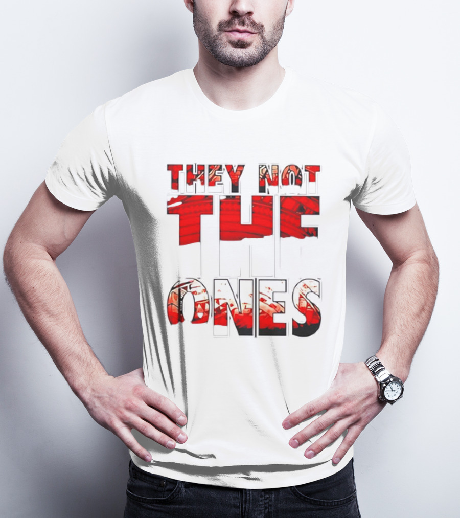 They Not The Ones WWE Red Pattern Text T-Shirt