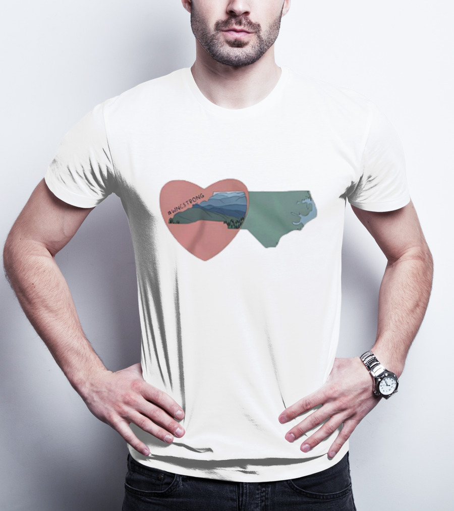 WNC Strong Heart With North Carolina Mountains Map T-Shirt