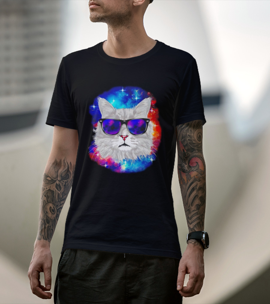 Cool Cat Space Shades Galaxy T-Shirt