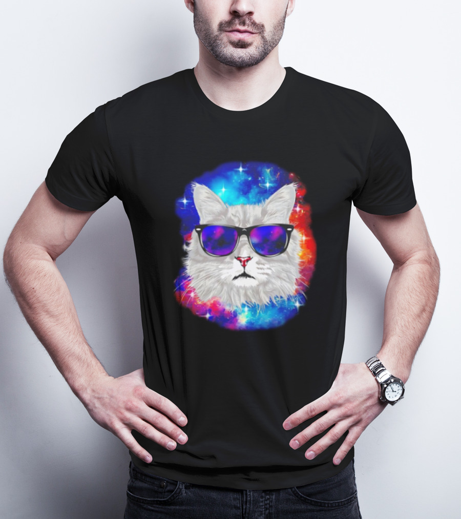 Cool Cat Space Shades Galaxy T-Shirt