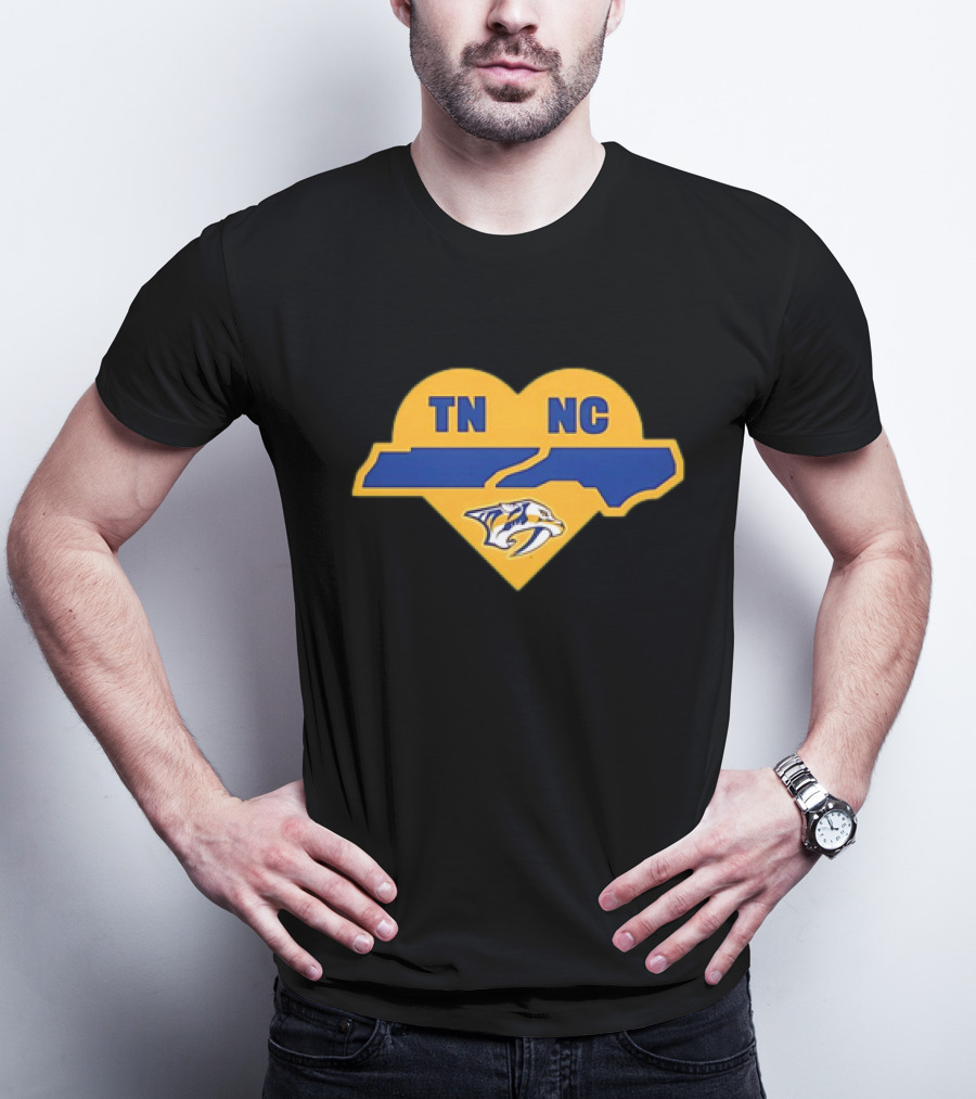 Nashville Predators TN NC Heart Logo Icon With State Outline T-Shirt