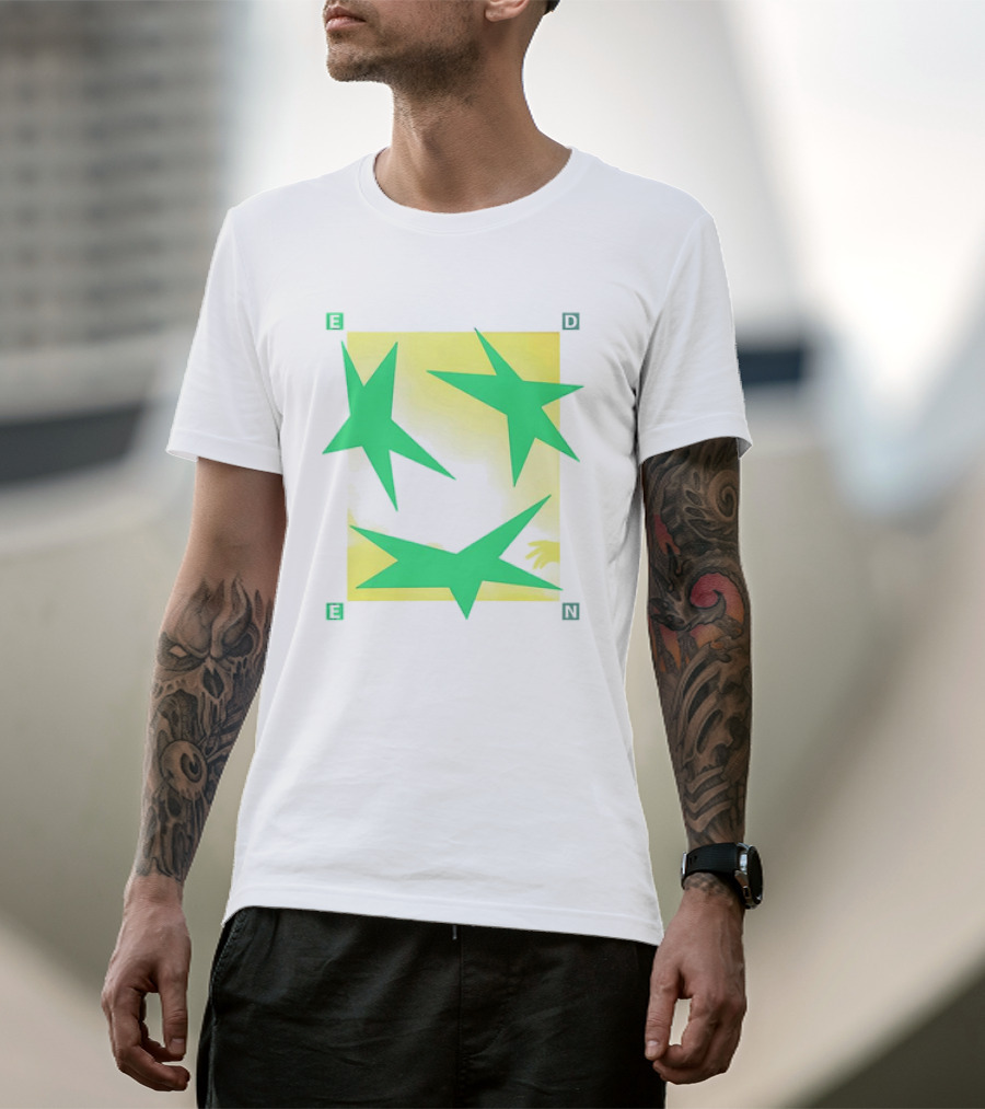 Eden Star Green Tri-Star Design With Yellow Background T-Shirt