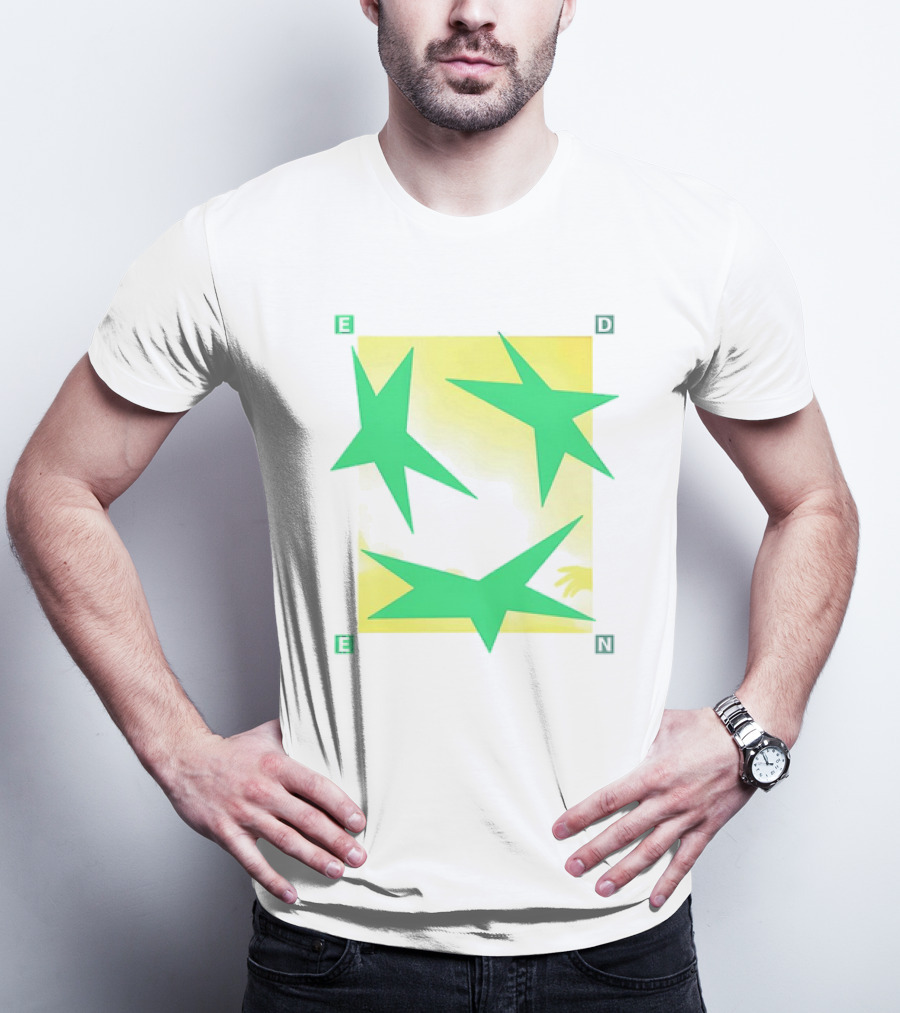 Eden Star Green Tri-Star Design With Yellow Background T-Shirt