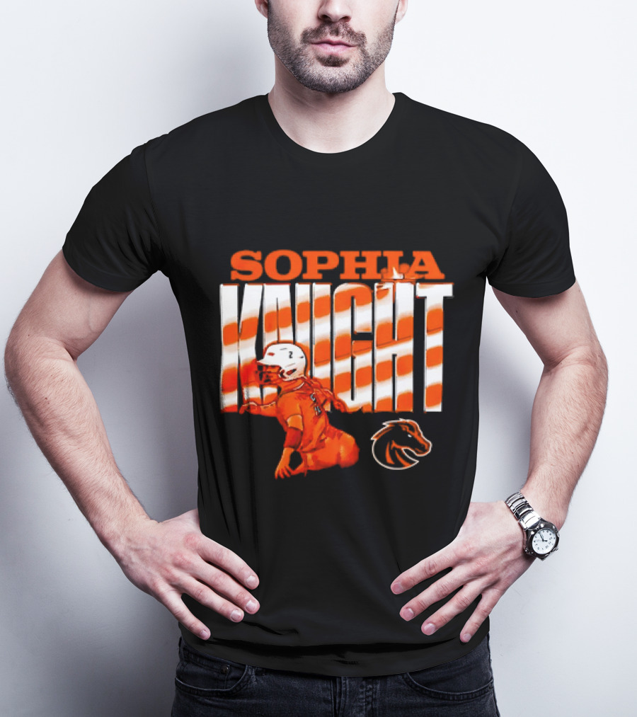 Boise State Broncos Sophia Knight Football Cartoon With Bronco T-Shirt