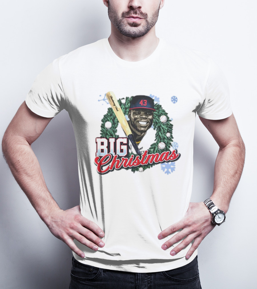 Jhonkensy Noel Cleveland Guardians Big Christmas 43 Vintage Baseball Wreath T-Shirt