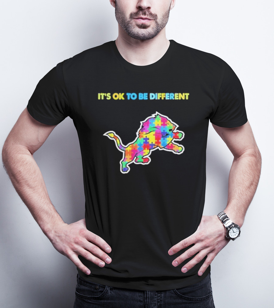 It's Ok To Be Different Autism Puzzle Lion T-Shirt