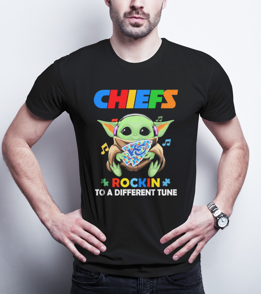 Kansas City Chiefs Baby Yoda Rockin Autism Tune T-Shirt