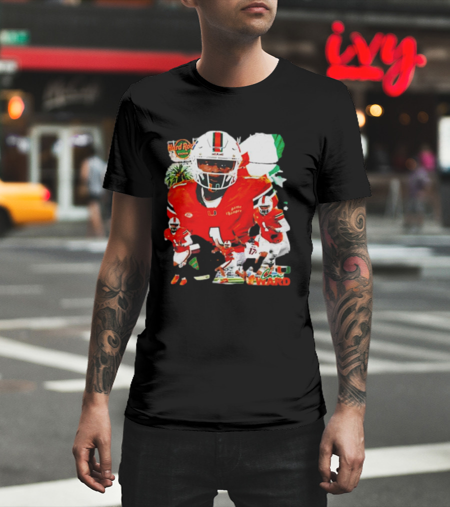 Hard Rock Stadium Miami Hurricanes Cam Ward Football Player T-Shirt