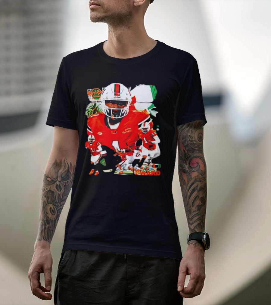 Hard Rock Stadium Miami Hurricanes Cam Ward Football Player T-Shirt