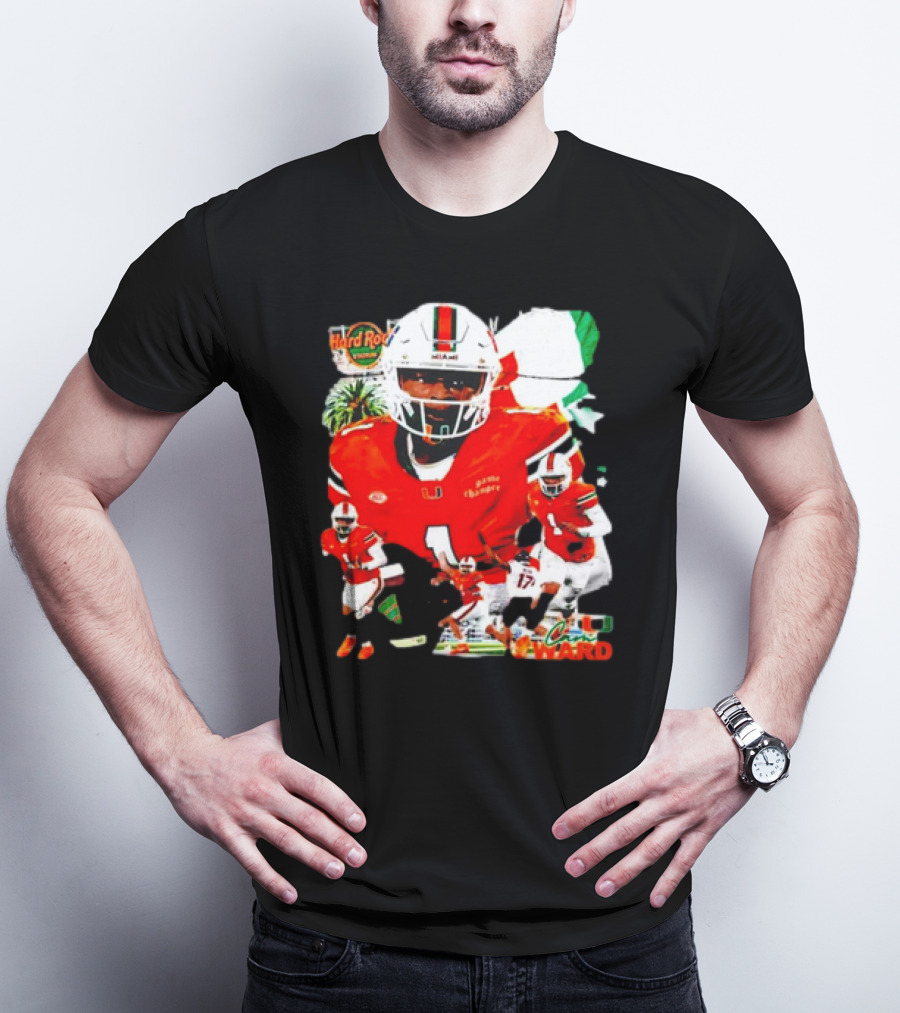 Hard Rock Stadium Miami Hurricanes Cam Ward Football Player T-Shirt
