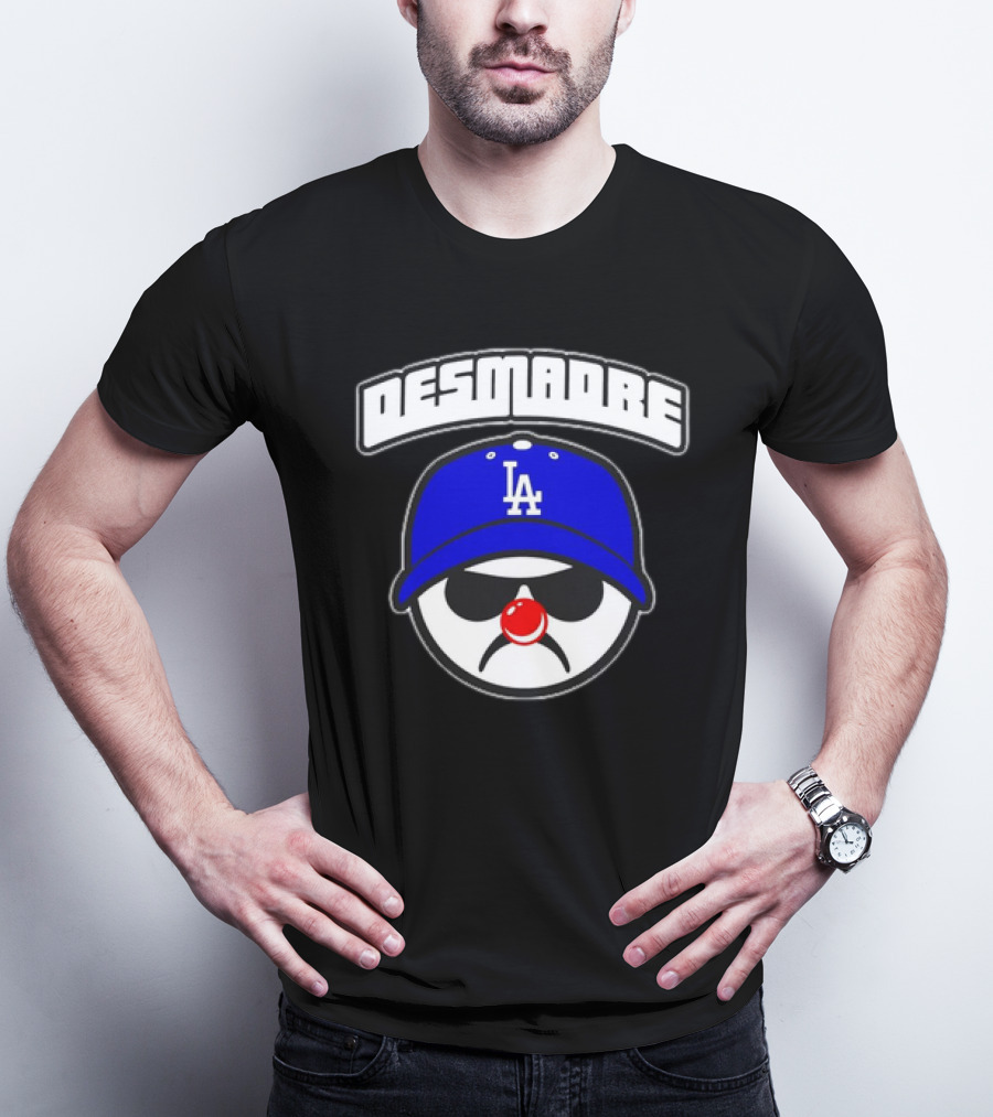 Desmadre LA Dodgers Blue Hat Clown Nose Face T-Shirt