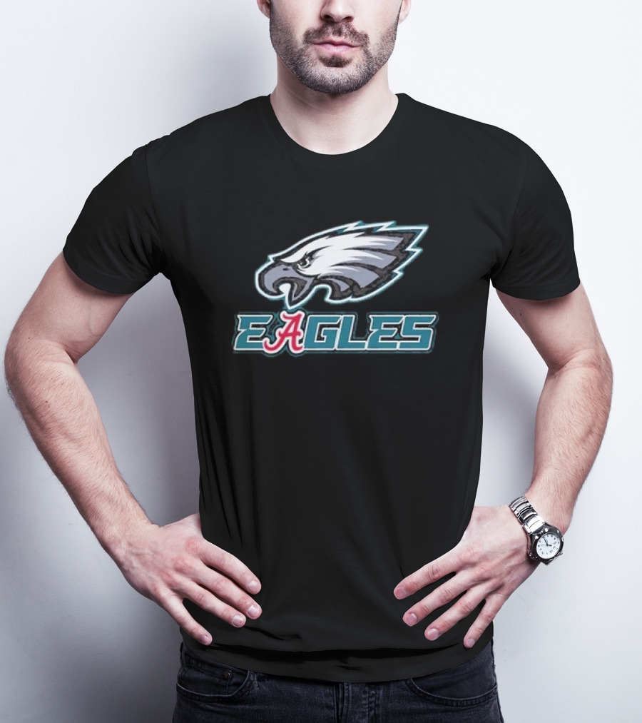 Eagles Philadelphia Eagles Alabama Crimson Tide Logo Fusion T-Shirt