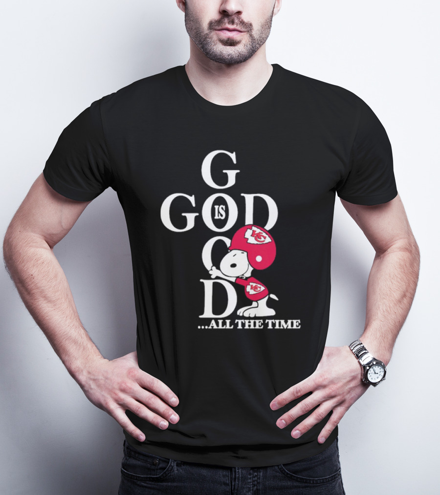 Kansas City Chiefs Snoopy God Is Good All The Time Football Fan Iconic Character Team Spirit T-Shirt