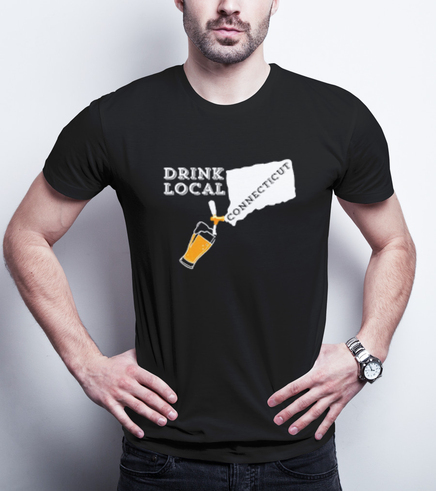 Drink Local Connecticut Map Craft Beer T-Shirt