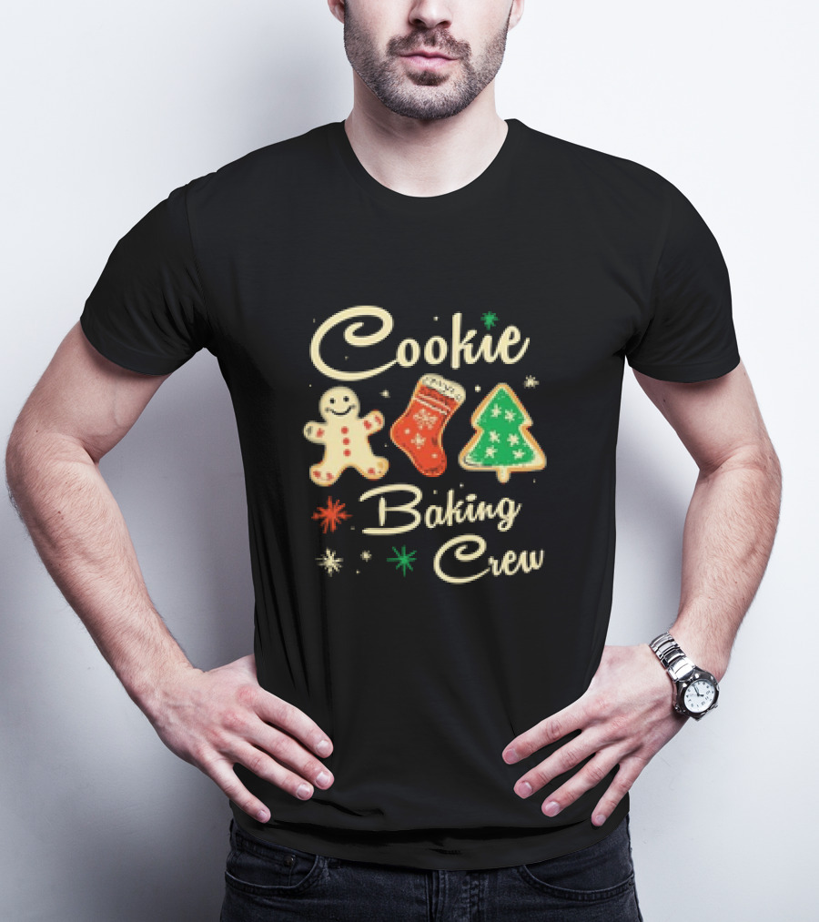 Cookie Baking Crew Christmas Festive Cookies Gingerbread Tree Stocking T-Shirt