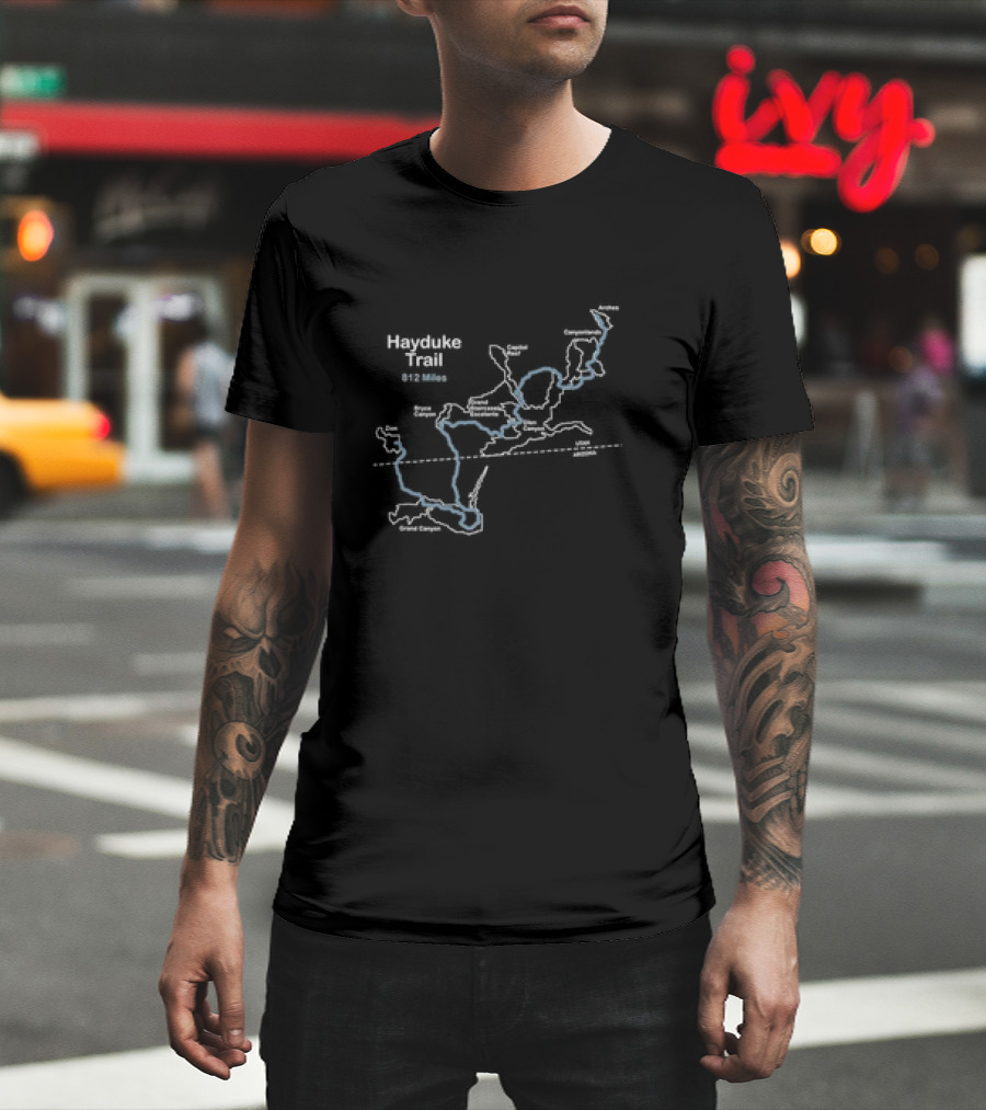 Hayduke Trail 812 Miles Utah Arizona Grand Canyon	Map Design T-Shirt