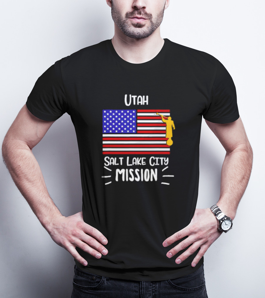 Utah Salt Lake City Mission US Flag Mormon LDS Missionary T-Shirt