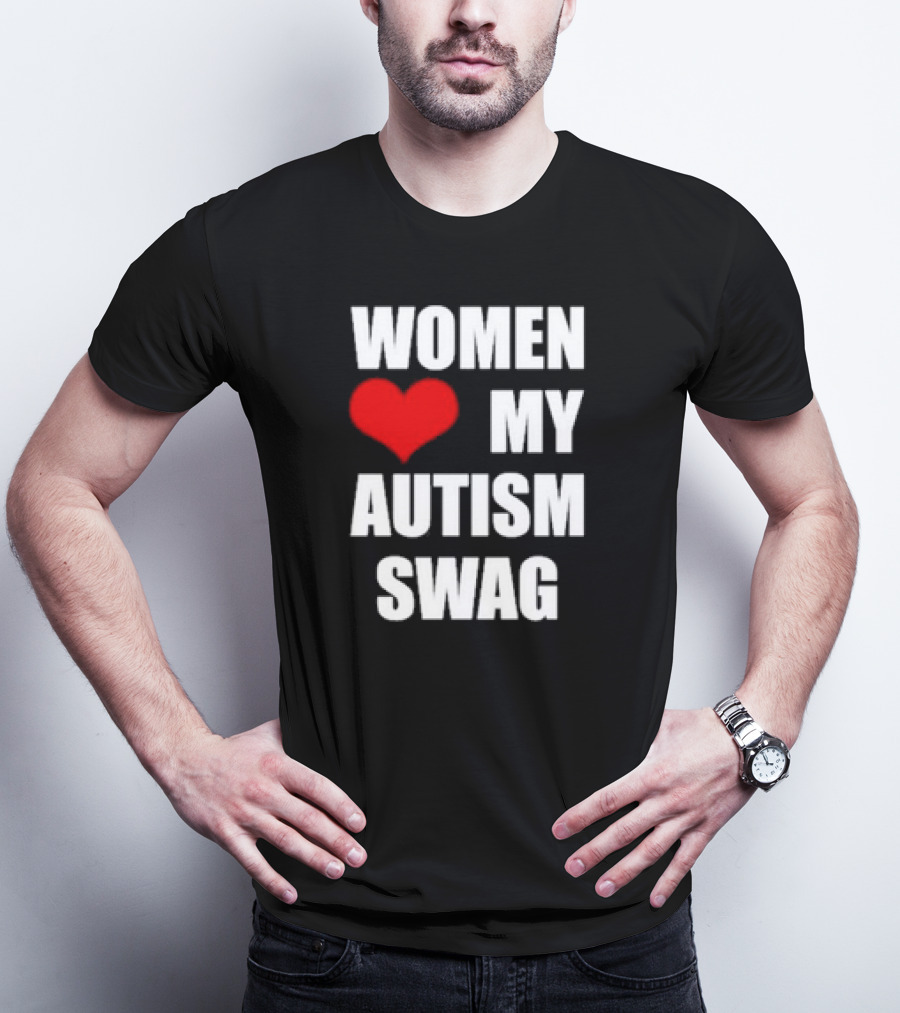 Women Love My Autism Swag Red Heart T-Shirt