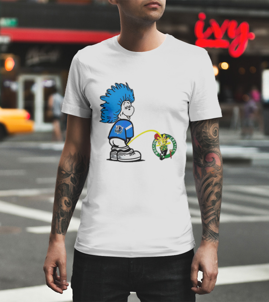 Dallas Mavericks Fan Urinating On Boston Celtics T-Shirt