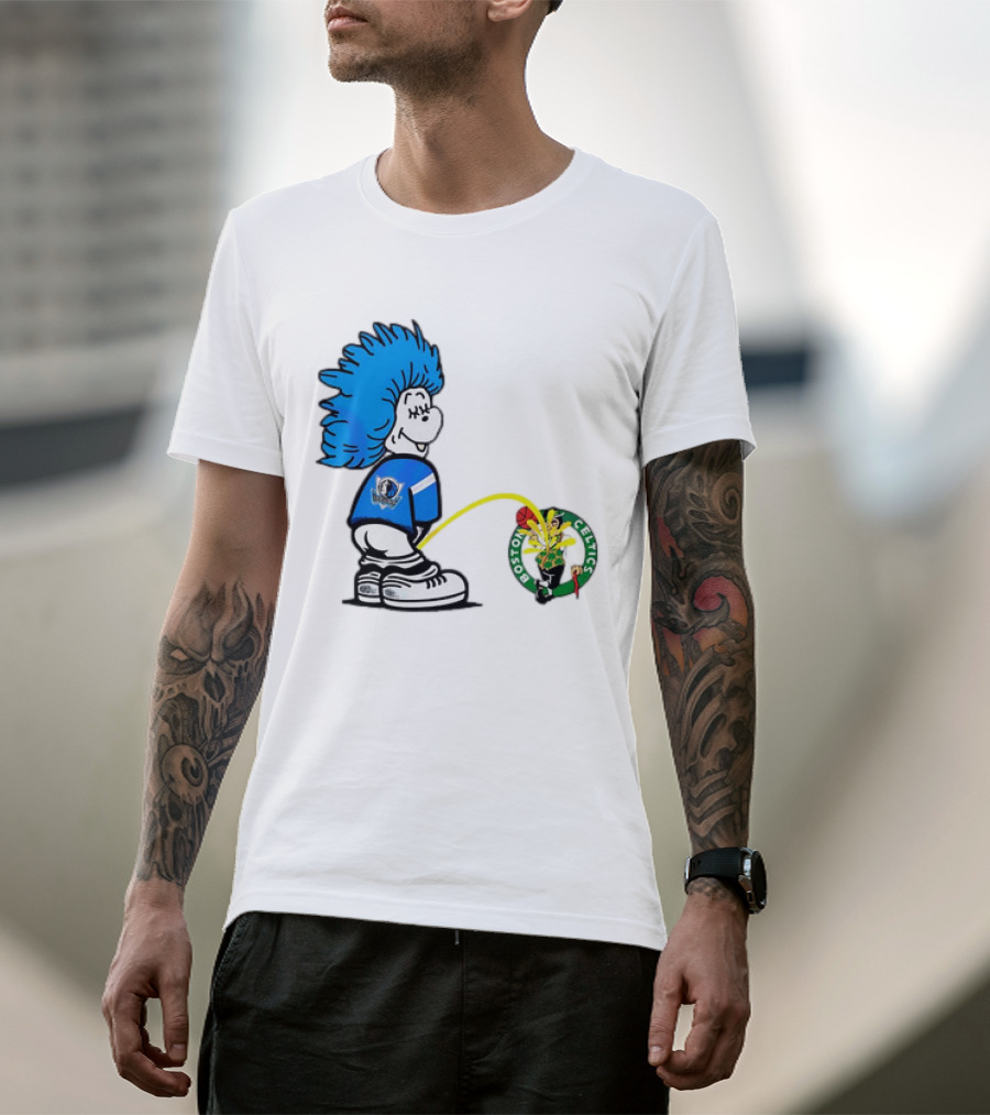 Dallas Mavericks Fan Urinating On Boston Celtics T-Shirt