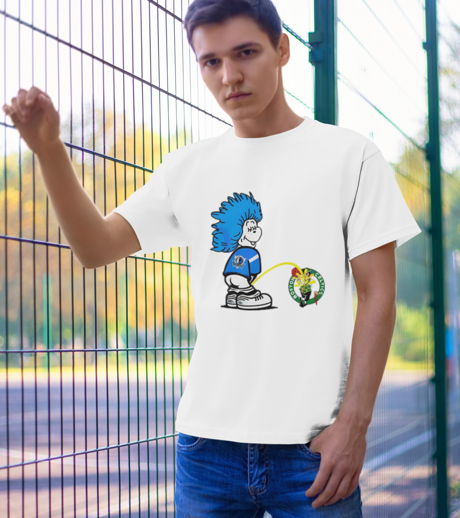 Dallas Mavericks Fan Urinating On Boston Celtics T-Shirt