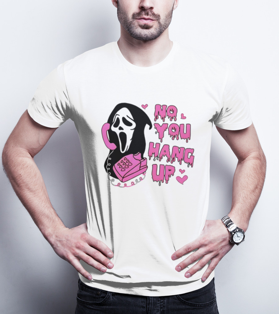Ghost Face No You Hang Up Pink Phone Scream Hearts T-Shirt