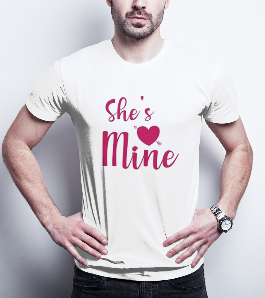 Valentine's Day She's Mine Heart With Arrow T-Shirt