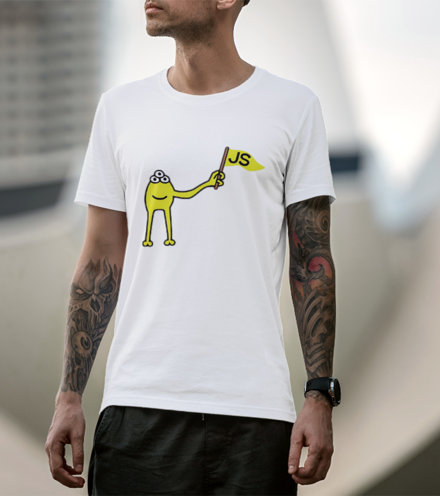 Yellow Three-Eyed Monster Waving JS Flag T-Shirt