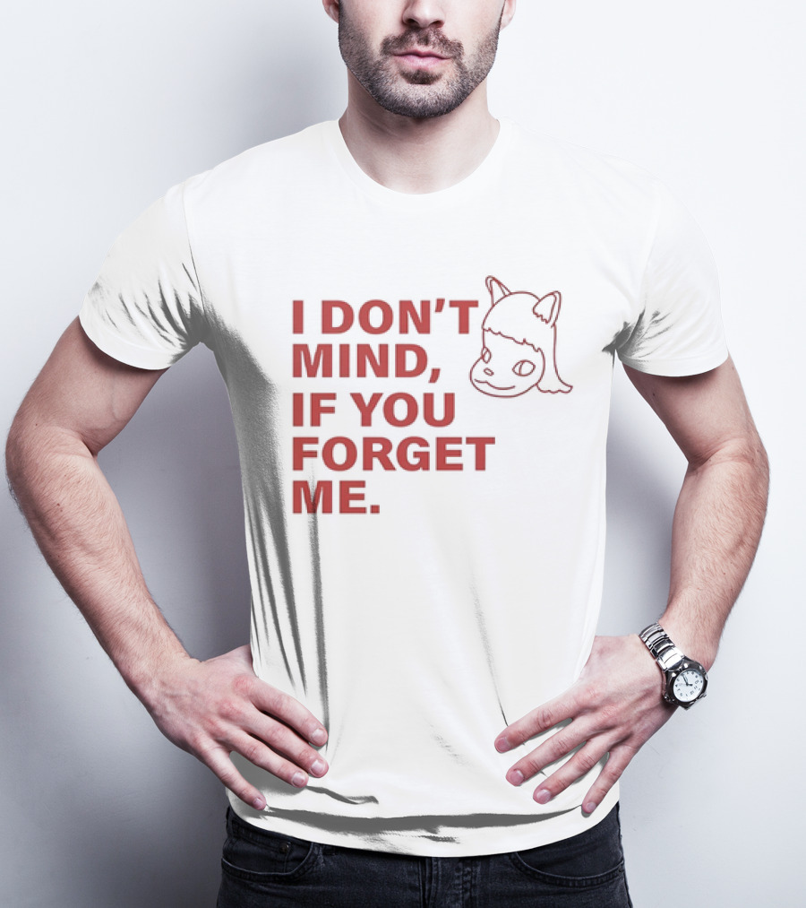 Yoshitomo Nara I Don’t Mind If You Forget Me Red Text With Character Drawing T-Shirt