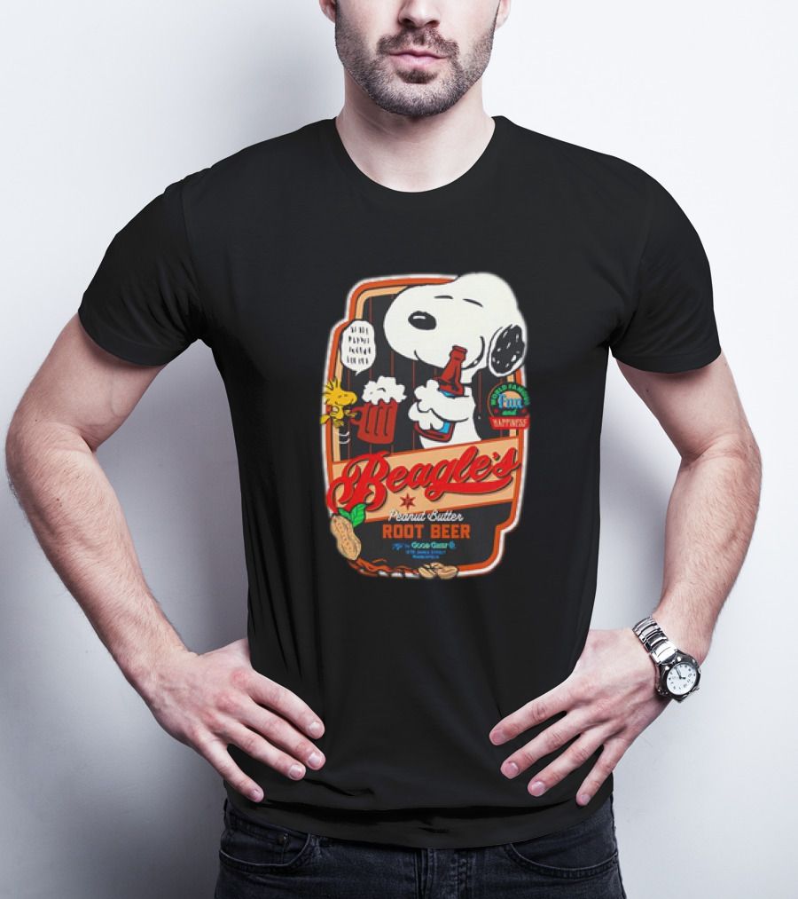 Snoopy And Woodstock Beagle's Peanut Butter Root Beer Good Grief Co Happiness T-Shirt