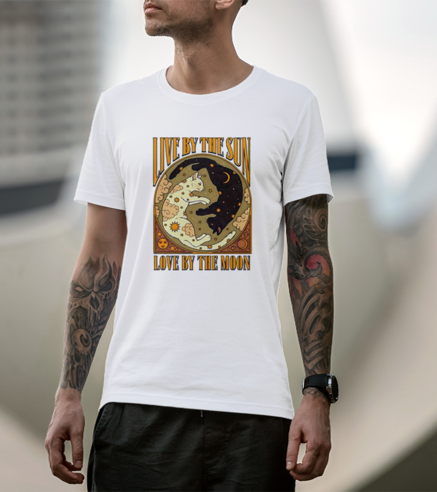 Live By The Sun Love By The Moon Retro Cats T-Shirt