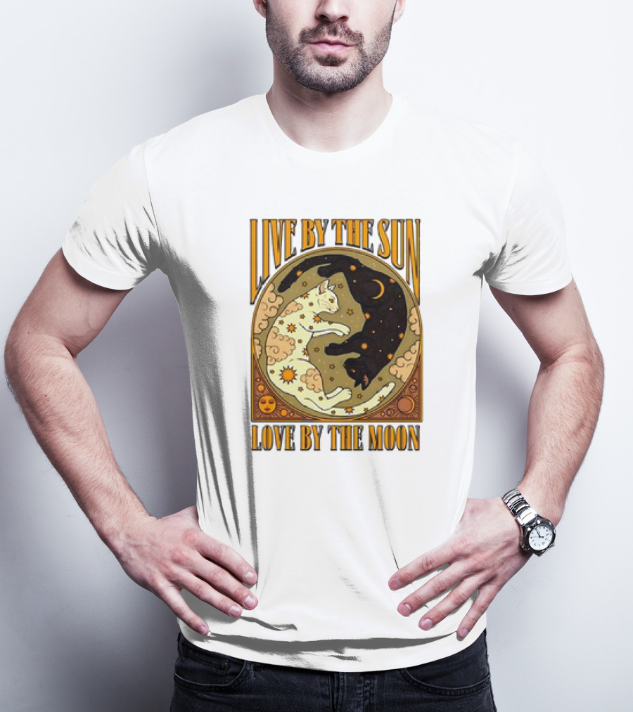 Live By The Sun Love By The Moon Retro Cats T-Shirt