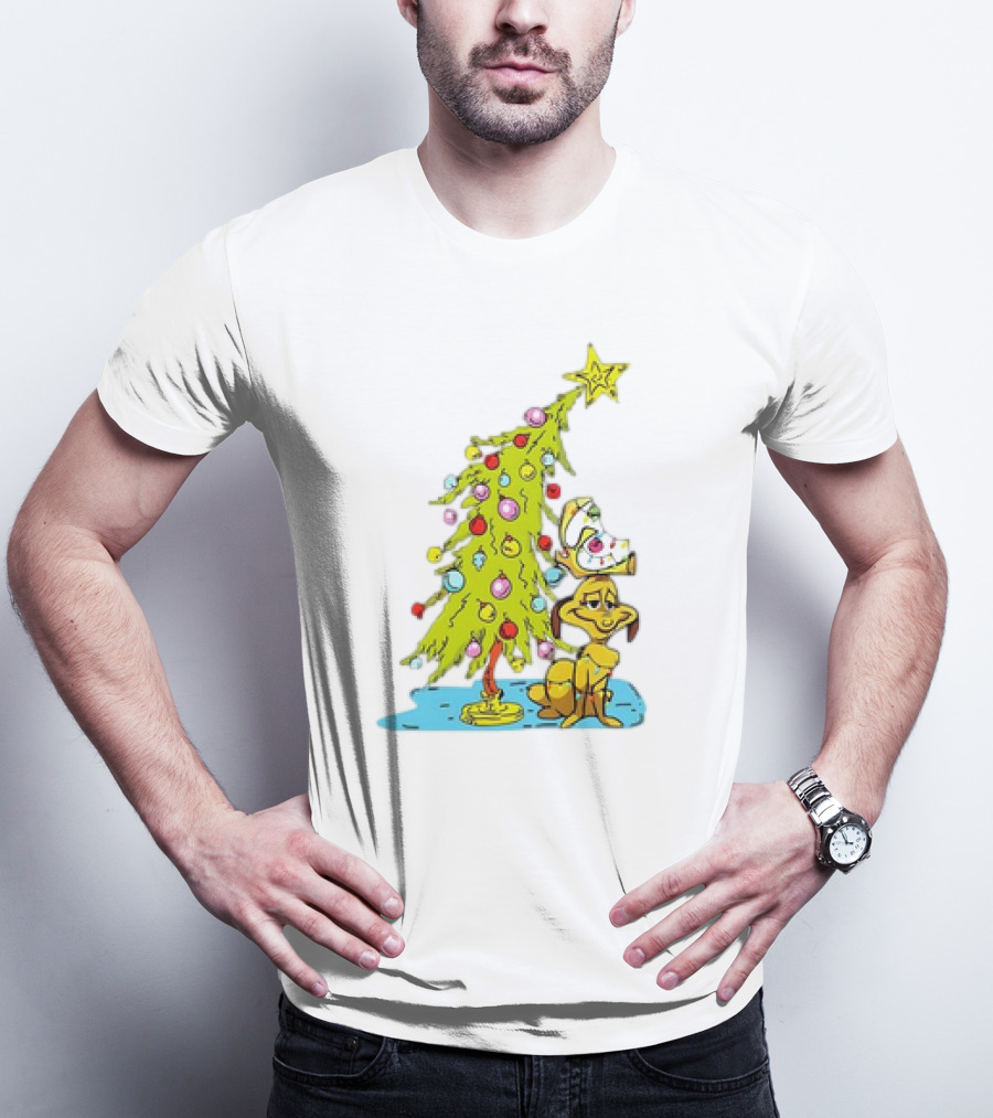 Christmas With Max Dog And Whoville Tree With Lights T-Shirt