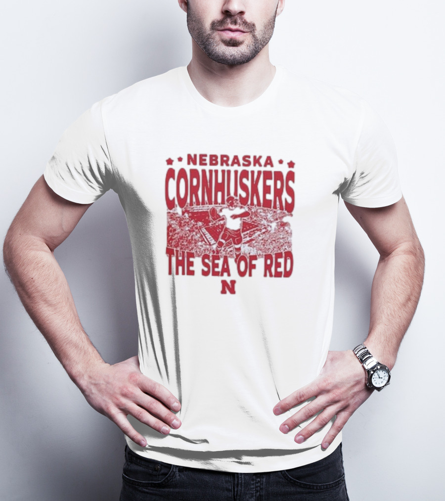 Nebraska Cornhuskers The Sea Of Red Stadium Scene T-Shirt