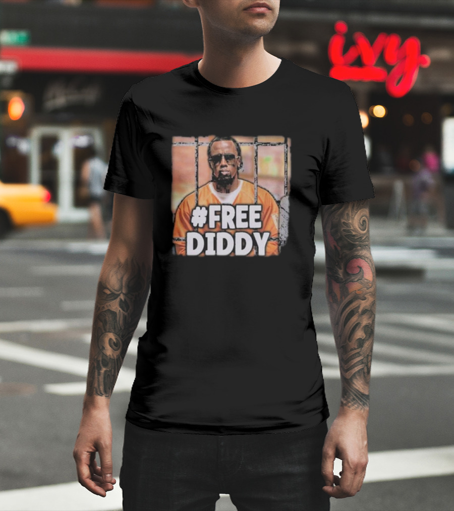 FreeDiddy Free Diddy Orange Prison Bars T-Shirt