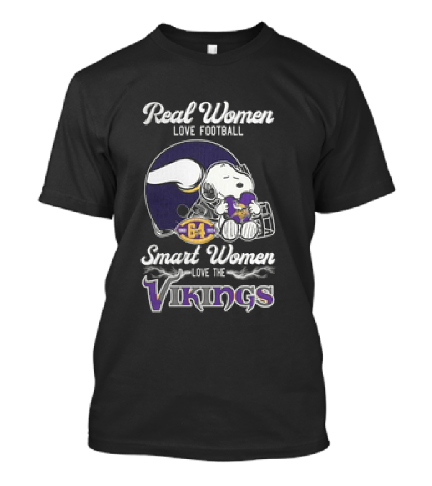 Snoopy Real Women Love Football Smart Women Love The Vikings T-Shirt