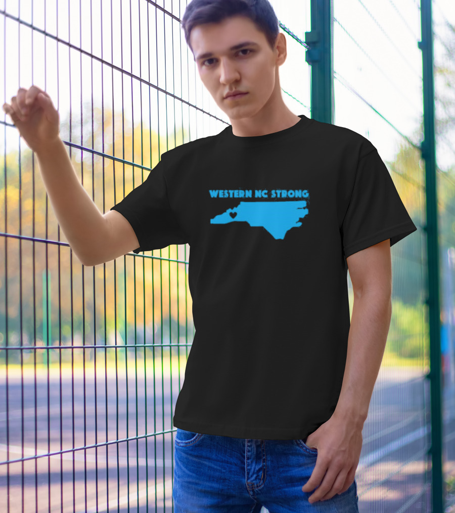 Western NC Strong Heart North Carolina Map T-Shirt