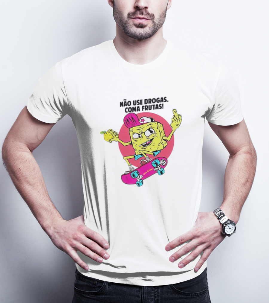 Crackinho Não Use Drogas Coma Frutas Skateboard T-Shirt