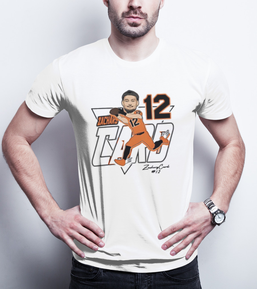 Zachary Card #12 Oregon State Beavers Football Player Caricature T-Shirt
