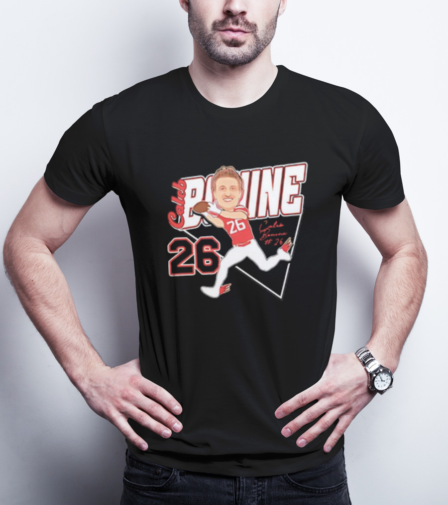 Caleb Bonine #26 Caricature Louisiana Ragin’ Cajuns Player Football T-Shirt