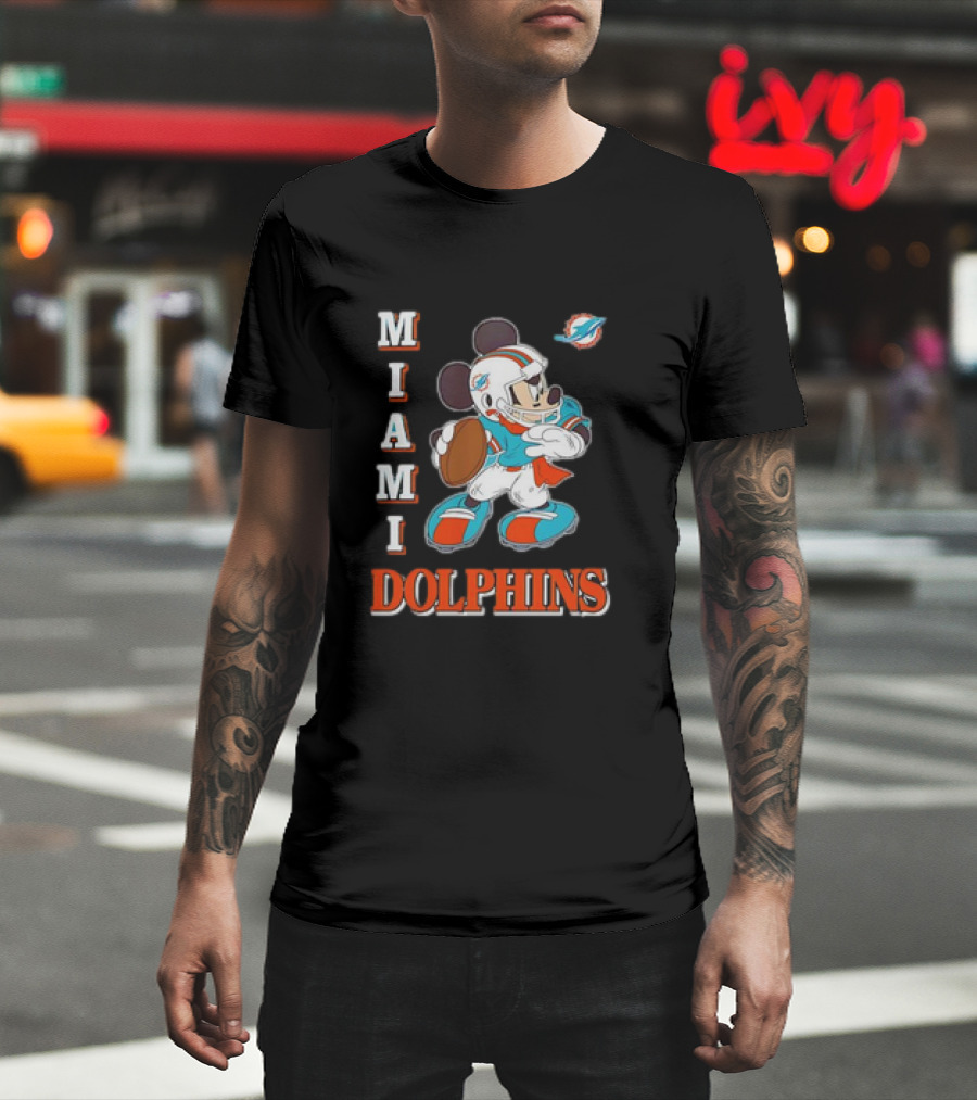 Mickey Mouse Miami Dolphins Football T-Shirt