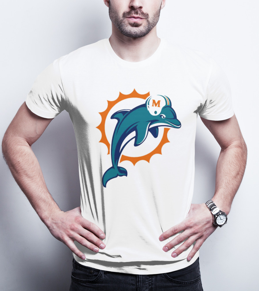 Go Fins Miami Dolphins Football Team Iconic M Helm T-Shirt