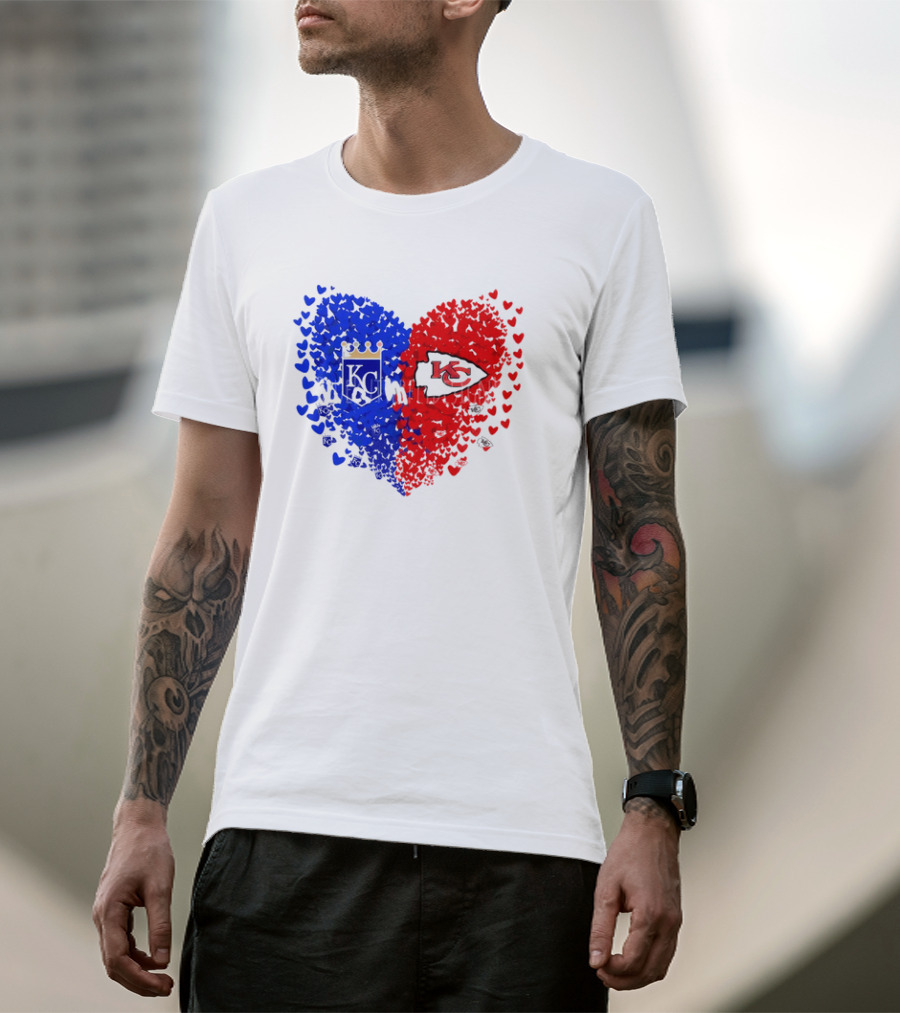 Heart Kansas City Royals KC And Kansas City Chiefs KC T-Shirt