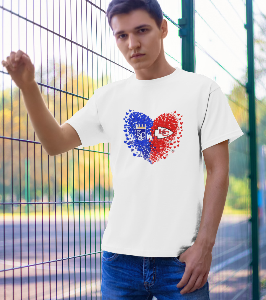 Heart Kansas City Royals KC And Kansas City Chiefs KC T-Shirt