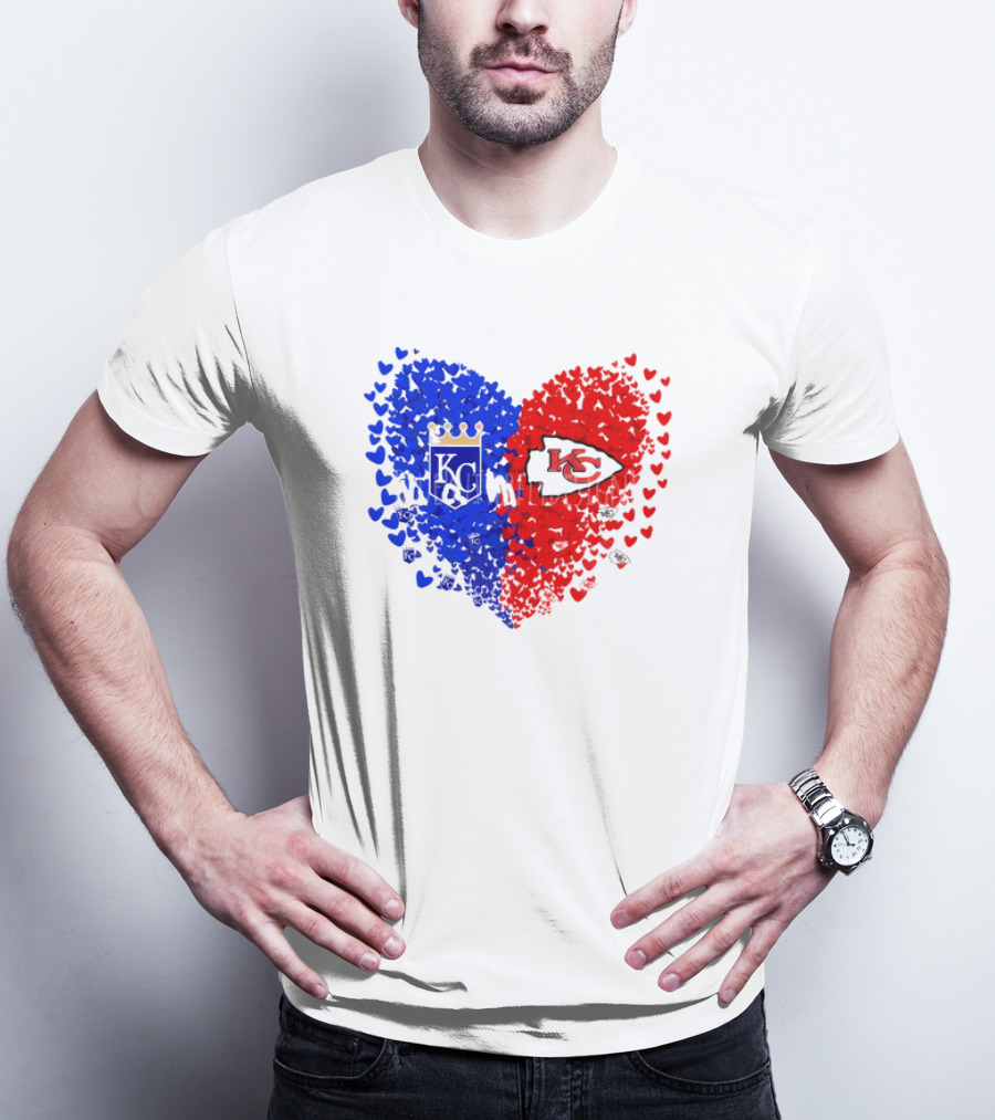 Heart Kansas City Royals KC And Kansas City Chiefs KC T-Shirt