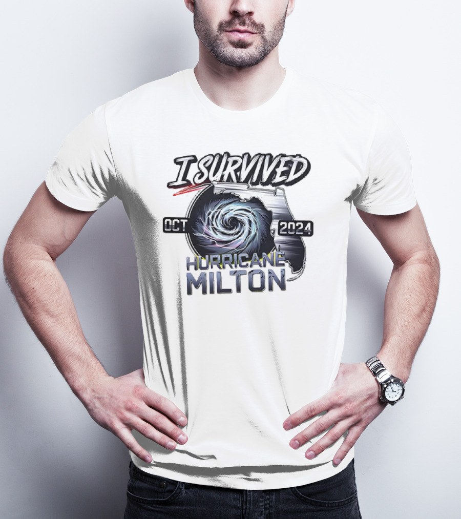 I Survived Hurricane Milton Florida Map Swirl Oct T-Shirt